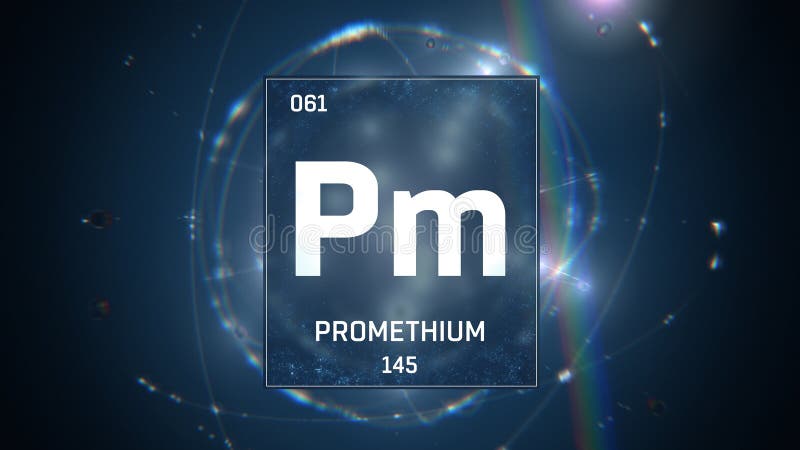 Promethium As Element 61 of the Periodic Table 3D Illustration on Green ...
