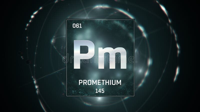 Promethium As Element 61 of the Periodic Table 3D Illustration on Green ...