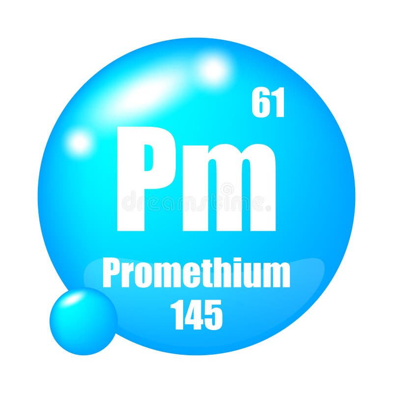 Promethium Icon. Pm Chemical Element. Atomic Number 61. Mass 145. Blue ...
