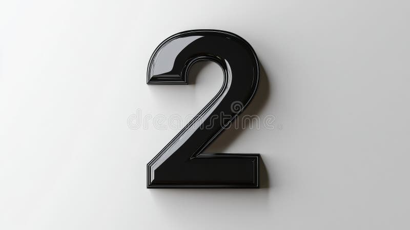A Prominent Black Number Two on a White Canvas, Signifying Minimalism ...