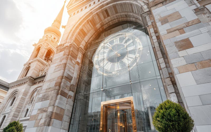 A Prominent Clock Adorns the Exterior of a Large Building. Stock Image ...