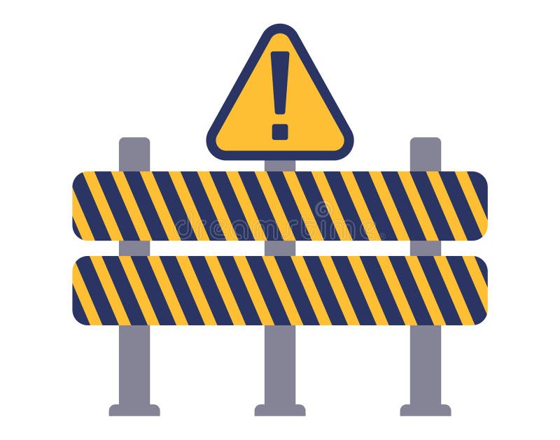 A Prominent Work in Progress Road Barrier Featuring Bold Blue and ...