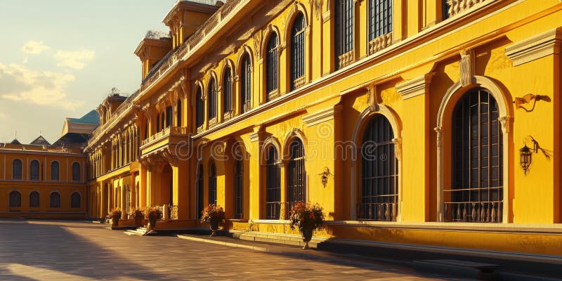 Large Yellow Clock Tower stock photo. Image of yellow - 381985514