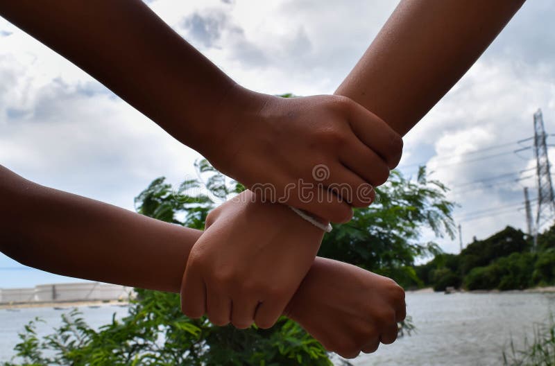 Promise be hand in hand stock image. Image of support - 81194977