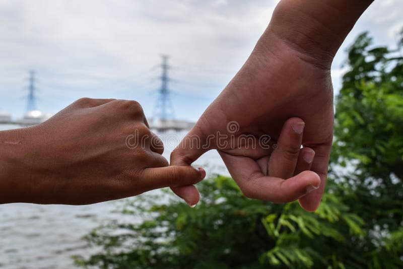 Promise Hand Sign, Close Up Man Hand Showing His Little Finger on White ...
