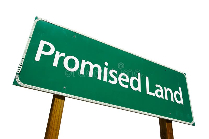 Promised Land Road Sign Isolated on White. Stock Photo - Image of peace ...