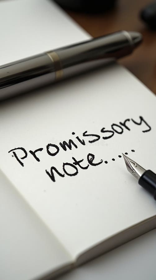 Promissory Note Document with Fountain Pen and Glasses Stock ...