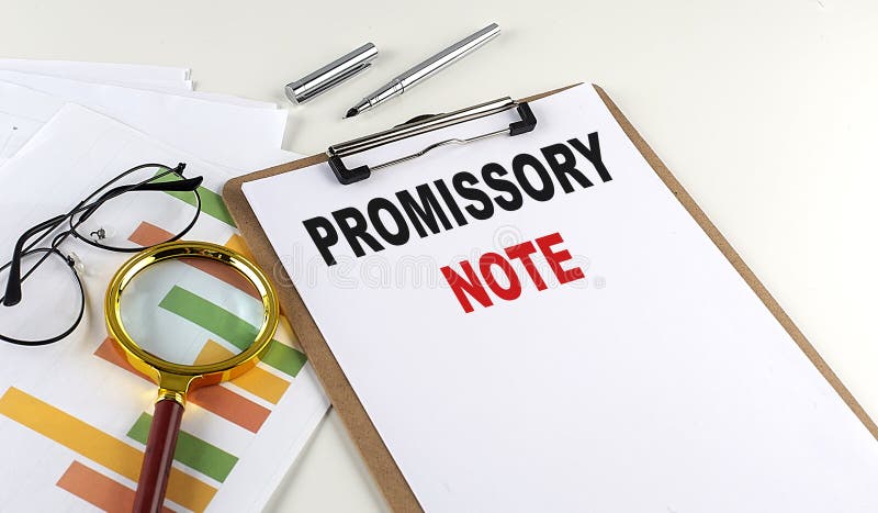 PROMISSORY NOTE Text on Clipboard on White Background, Business Concept ...