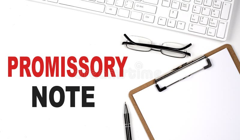 PROMISSORY NOTE Text Written on White Background with Keyboard, Paper ...