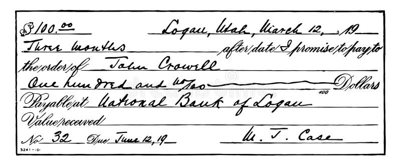 Promissory Note, Vintage Illustration Stock Vector - Illustration of ...