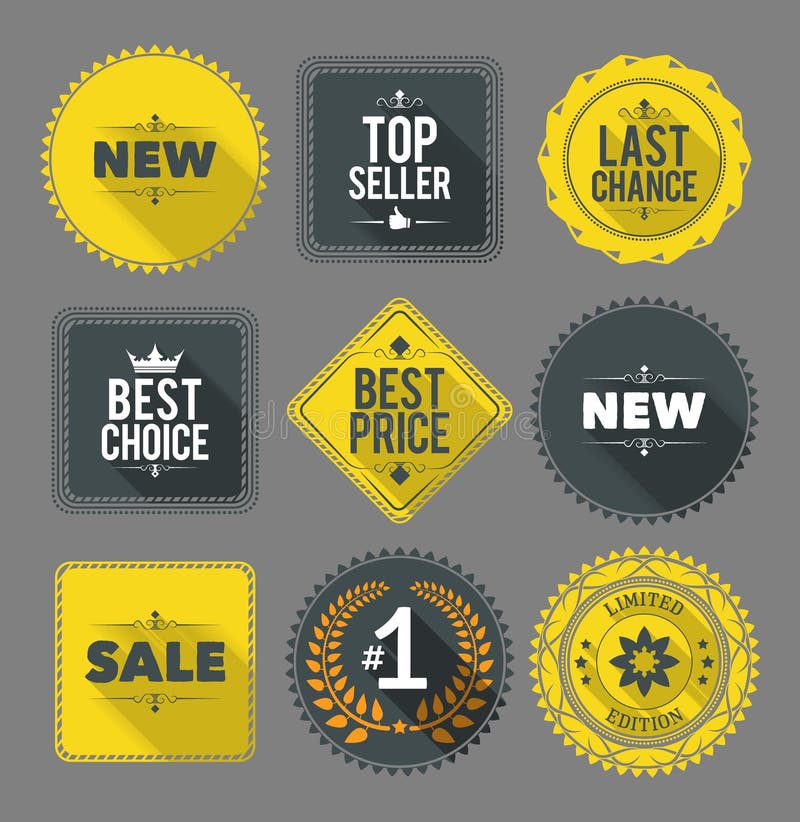 Online Marketing Labels and Badges with Icons Stock Vector ...