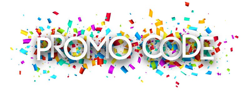 Promo Code Sign on Cut Ribbon Confetti Background Stock Vector ...