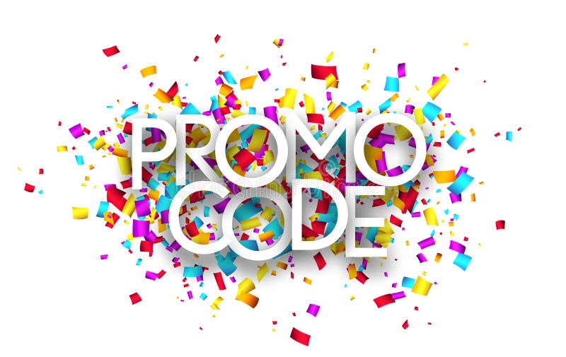Promo Code Sign on Cut Ribbon Confetti Background Stock Vector ...
