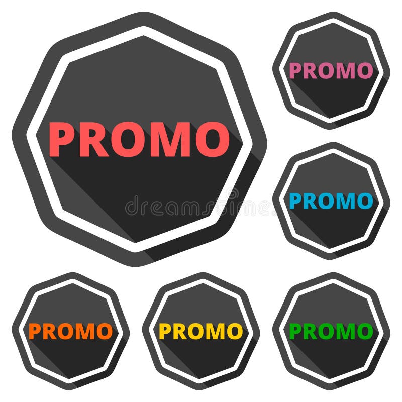 Promo Icons Set with Long Shadow Stock Illustration - Illustration of ...