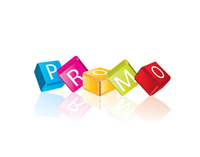 Promo - letras do cubo ilustração do vetor. Ilustração de papel - 14798707