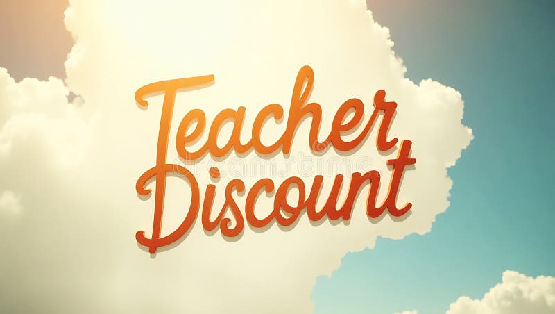 Promo Poster Showcasing Teacher Discounts on a Cloud Backdrop Stock ...