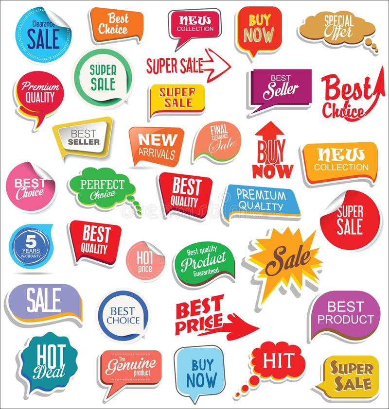 Promo Sale Stickers and Tags Collection Modern Design Stock ...