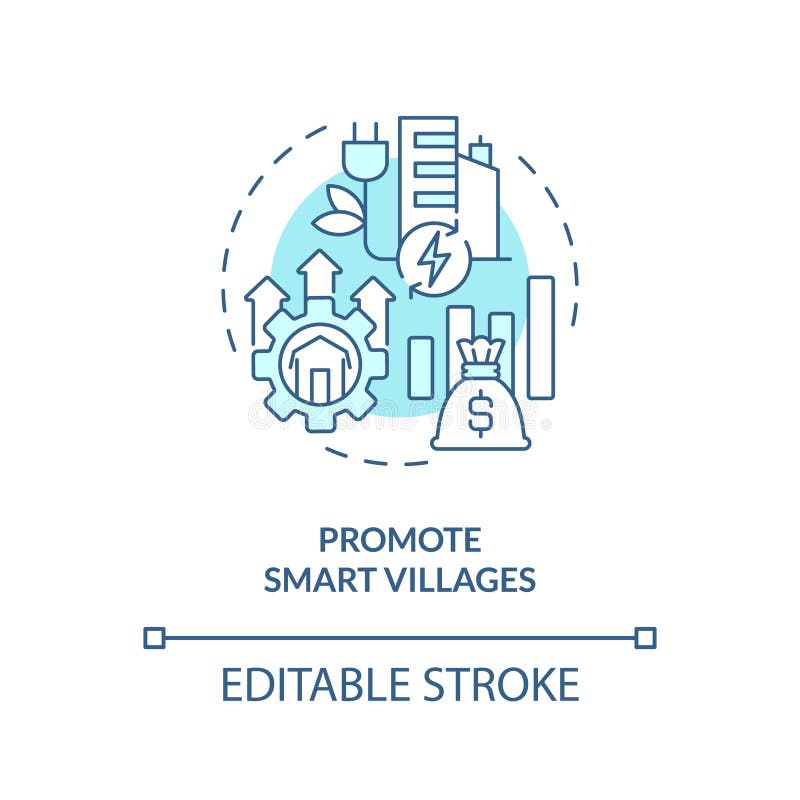 Promote Smart Villages Turquoise Concept Icon Stock Vector ...