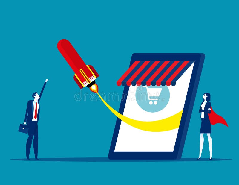 Promote Your Business. Vector Isolated Concept Metaphor Illustration ...