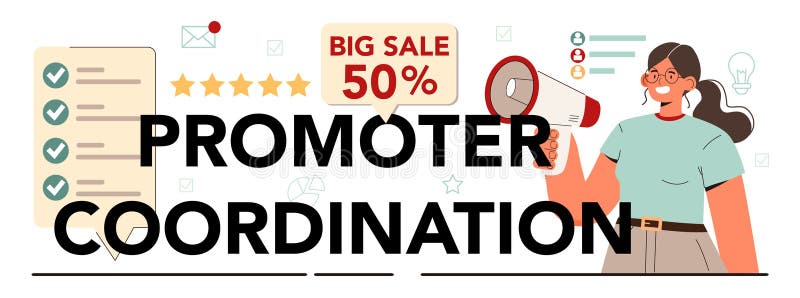 Promoter Coordination Typographic Header. Manager Guiding Employees ...