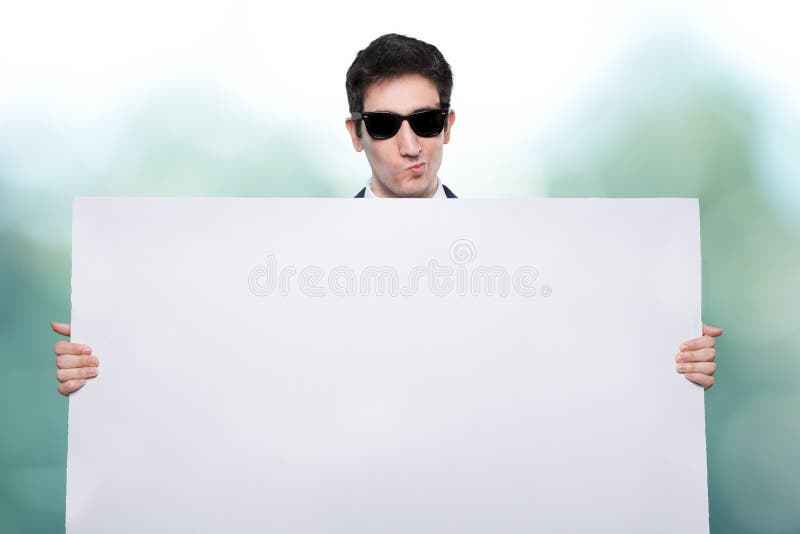 Promoter Guy with White Board Stock Image - Image of business, visual ...