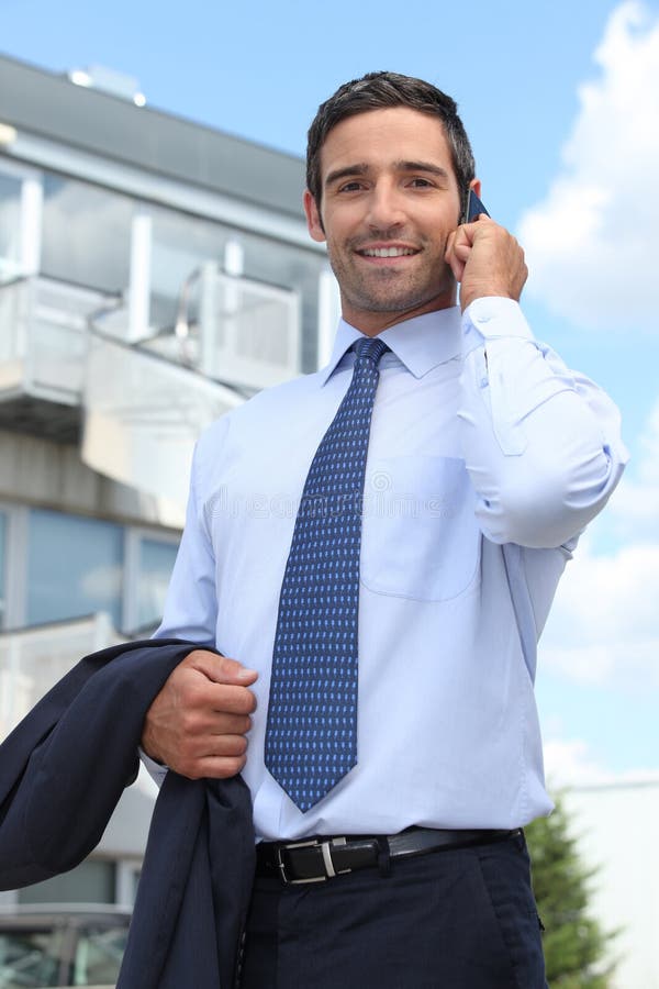 Promoter taking a call stock image. Image of house, caucasian - 28297329