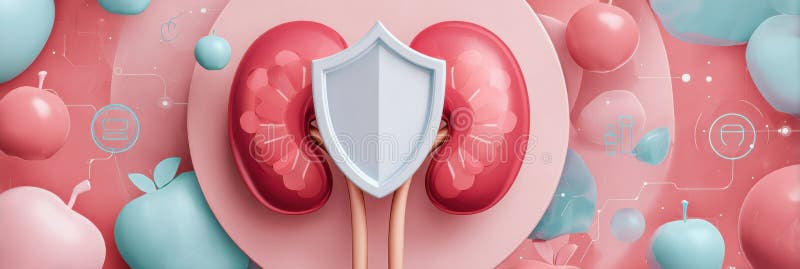 Kidney Health Awareness Poster Featuring Kidney Graphic with Shield and ...