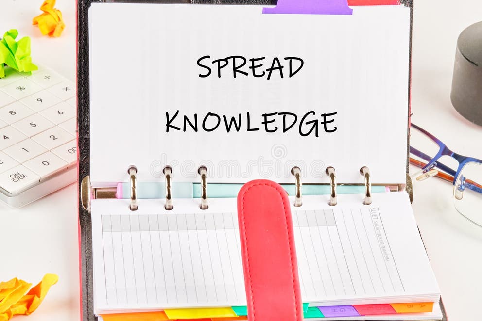 Promoting the Message To Spread Knowledge Using a Notebook and Office Supplies in a Bright ...