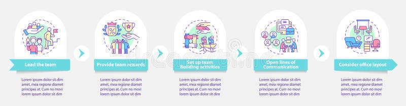 Promoting Teamwork in Workplace Round Infographic Template Stock Vector ...