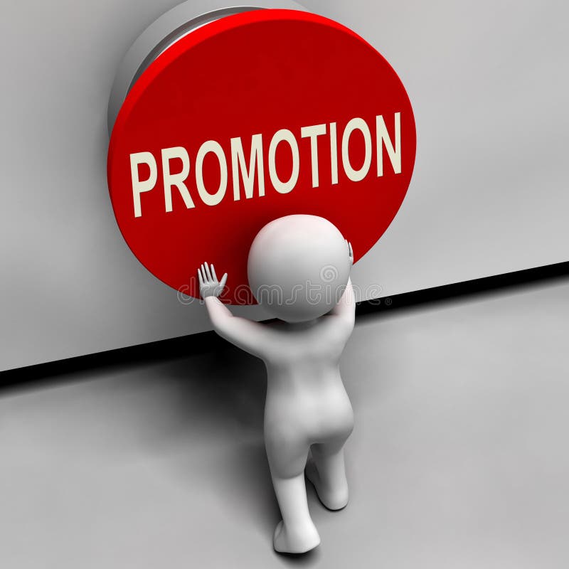 Promotion Button Shows New and Higher Role Stock Illustration ...