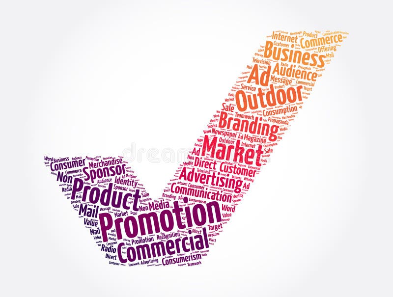 Promotion Check Mark Word Cloud Collage, Business Concept Background ...