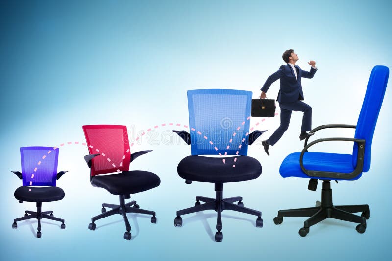 Promotion Concept with Businessman and Chairs Stock Photo - Image of ...