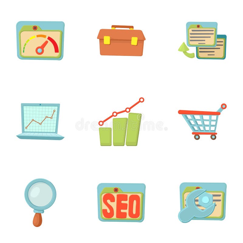 Promotion Icons Set, Cartoon Style Stock Vector - Illustration of ...