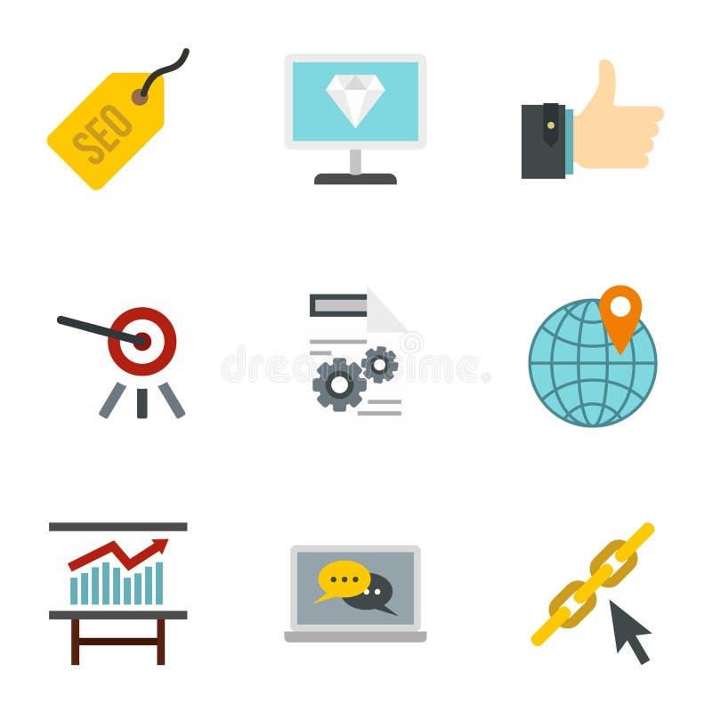 Promotion Icons Set, Flat Style Stock Vector - Illustration of economic ...