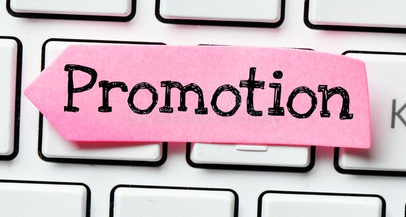 PROMOTION on a Pink Piece of Paper Lying on the Keyboard Stock Photo ...