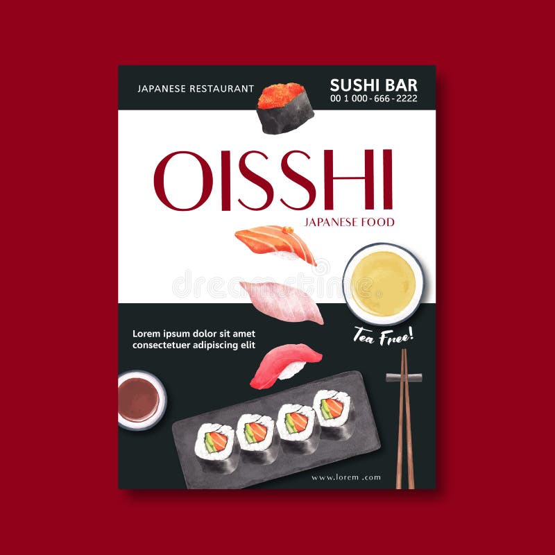 Promotion Poster for Sushi Restaurant Vector Illustration. Simple ...