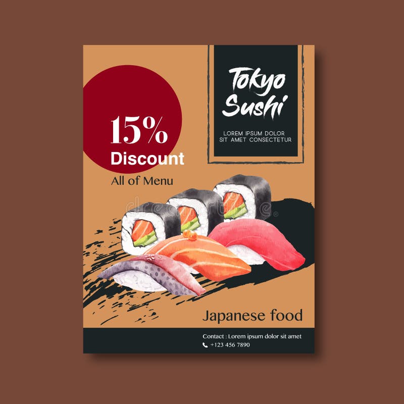 Promotion Poster for Sushi Restaurant Vector Illustration. Simple ...