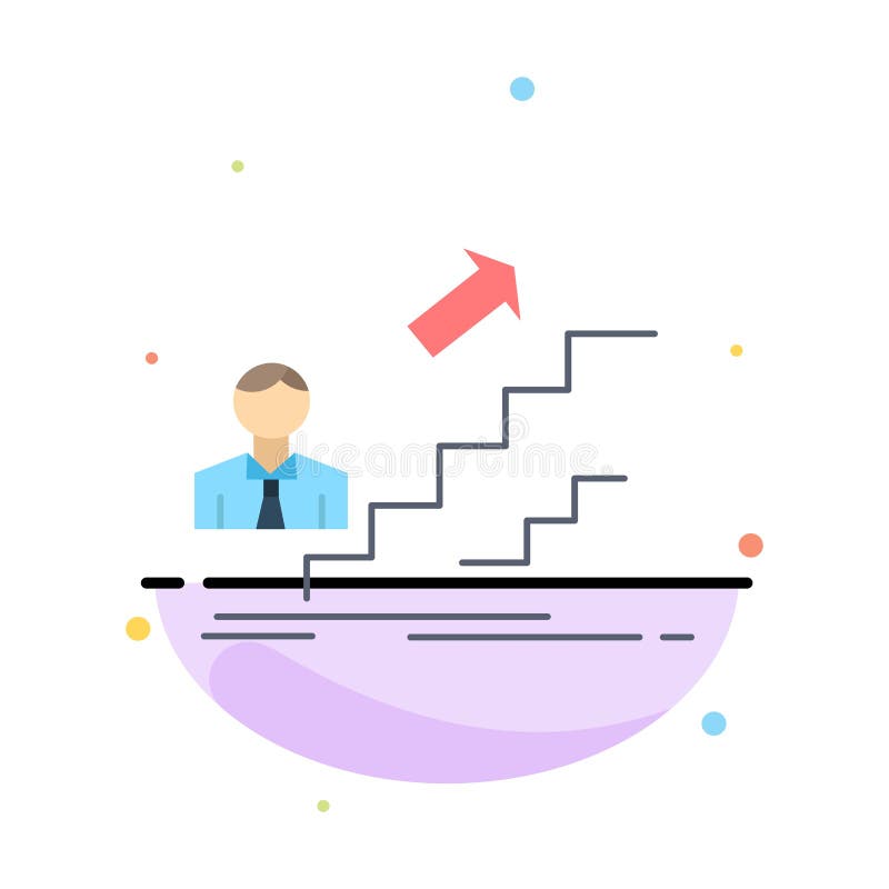 Promotion, Success, Development, Leader, Career Flat Color Icon Vector ...