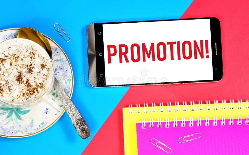 Promotion. the Text Label on the Smartphone Screen Stock Image - Image ...