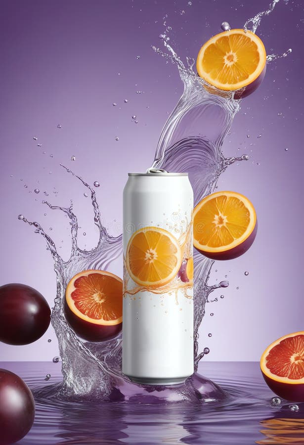 Promotional Fruit Can Drink Showcase Mockup Stock Illustration ...