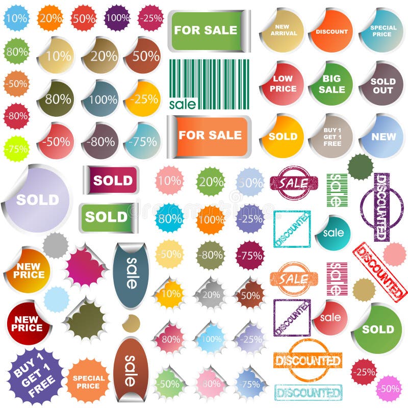 Promotional stickers stock vector. Illustration of glossy - 9884236