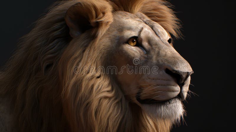 Ultra Realistic Lion stock illustration. Illustration of digital ...