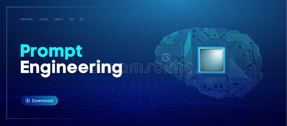 Prompt Engineering, AI and Data Visualization. Circuit Brain Artificial Intelligence. Stock ...