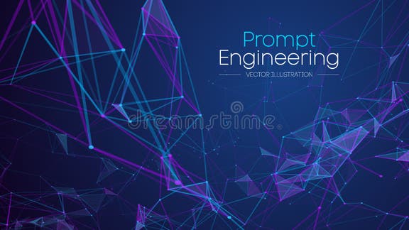 Prompt Engineering, AI and Data Visualization. Plexus Structure Neural Network. Stock Vector ...