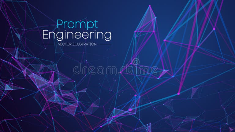 Prompt Engineering, AI and Data Visualization. Plexus Structure Neural Network. Stock Vector ...