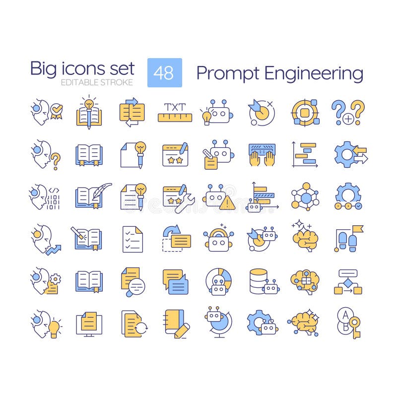 Prompt Engineering RGB Color Icons Set Stock Vector - Illustration of ...