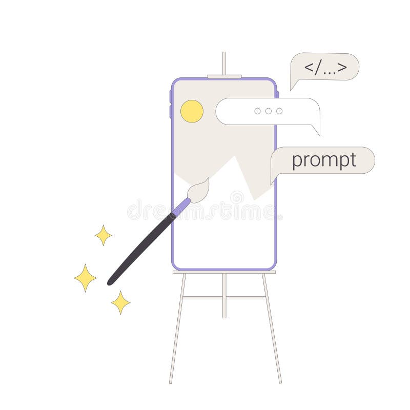 Prompt Engineering in Visual Art. Vector Illustration Stock Vector ...