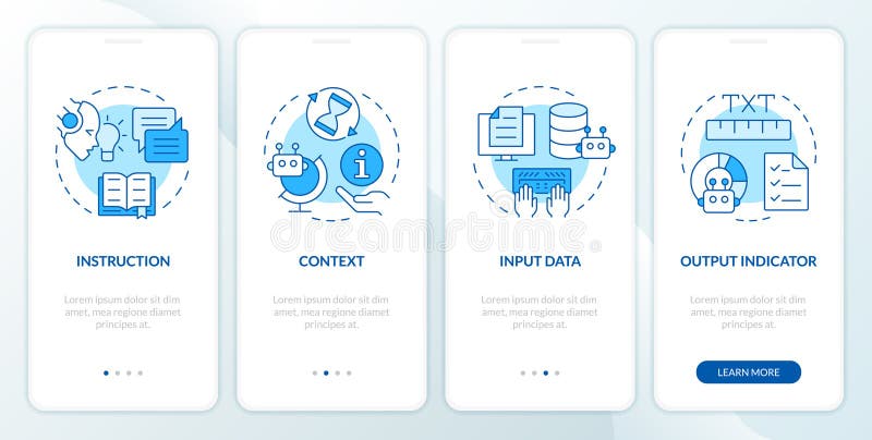 Prompt Key Elements Blue Onboarding Mobile App Screen Stock Vector ...