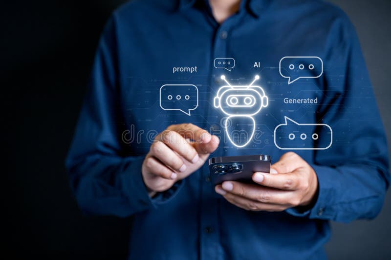 Prompt Text, AI Texting Prompt on Keyboard with Smart Artificial Intelligence. Prompt Text with ...