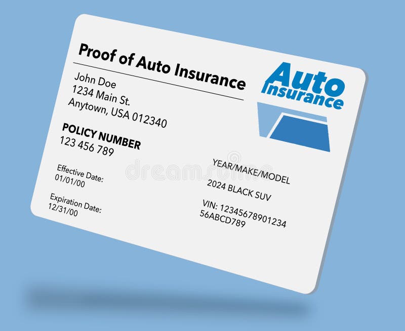 A Proof of Automobile Insurance Card that is a Mock , Generic Card ...